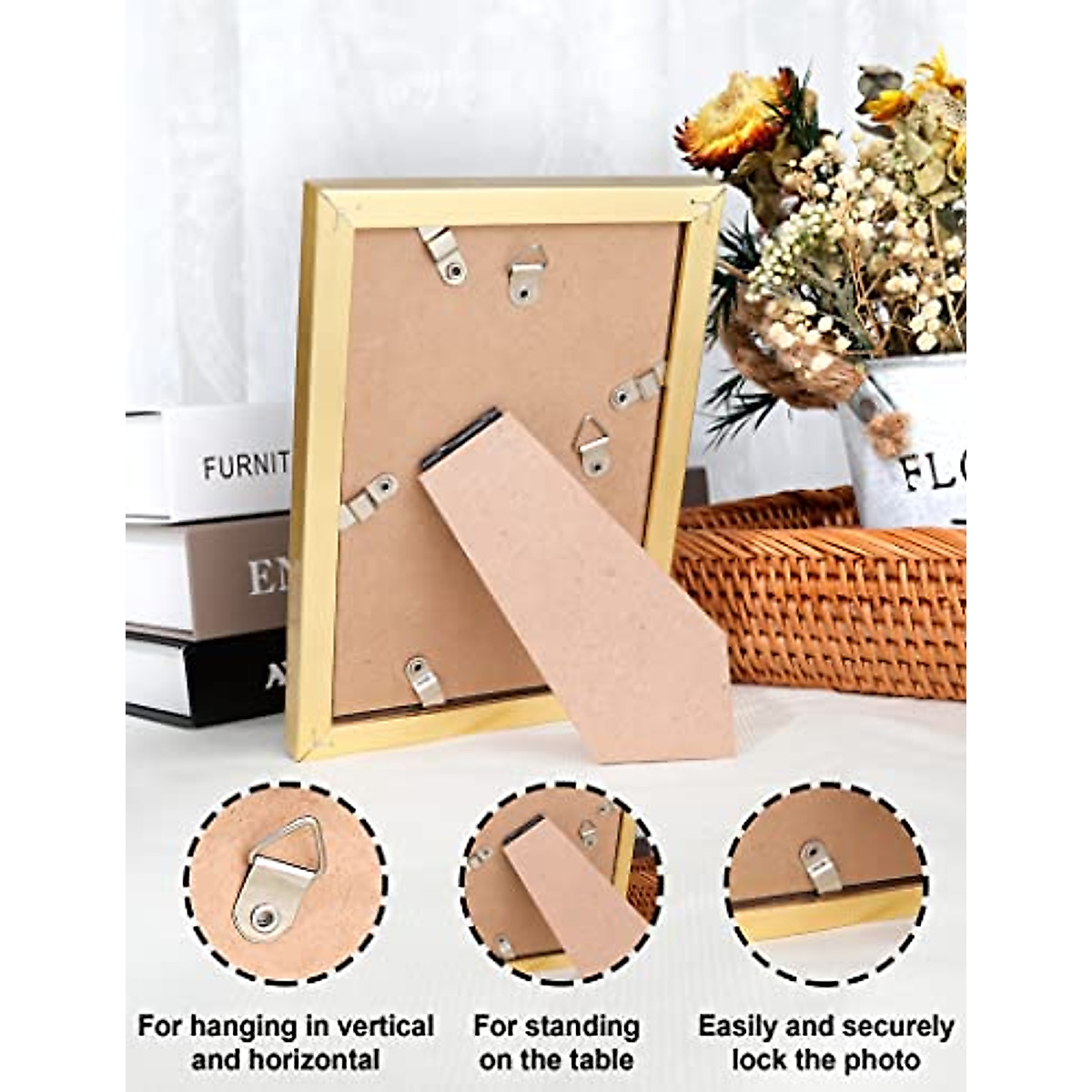 Annecy 5x7 Picture Frames (4 Pack, Gold), Simple Designed Photo Frame, For Pictures 5x7 for Wall or Table Display, Classic Simple Home Office Decor