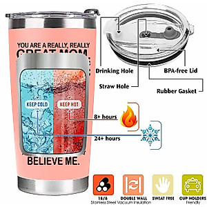 Mothers Day Gifts for Mom from Daughter, Son, Kids - Great Presents Mom Birthday Gifts for New Mom - Tumbler 20oz, Pink