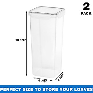 Tiawudi 2 Pack Bread Box, Plastic Bread Container, Bread Storage for Kitchen Counter, Bread Keeper with Airtight Lid, Tall Bread Saver, Sandwich Bread Holder, 5.6 Qt / 5.3L Each
