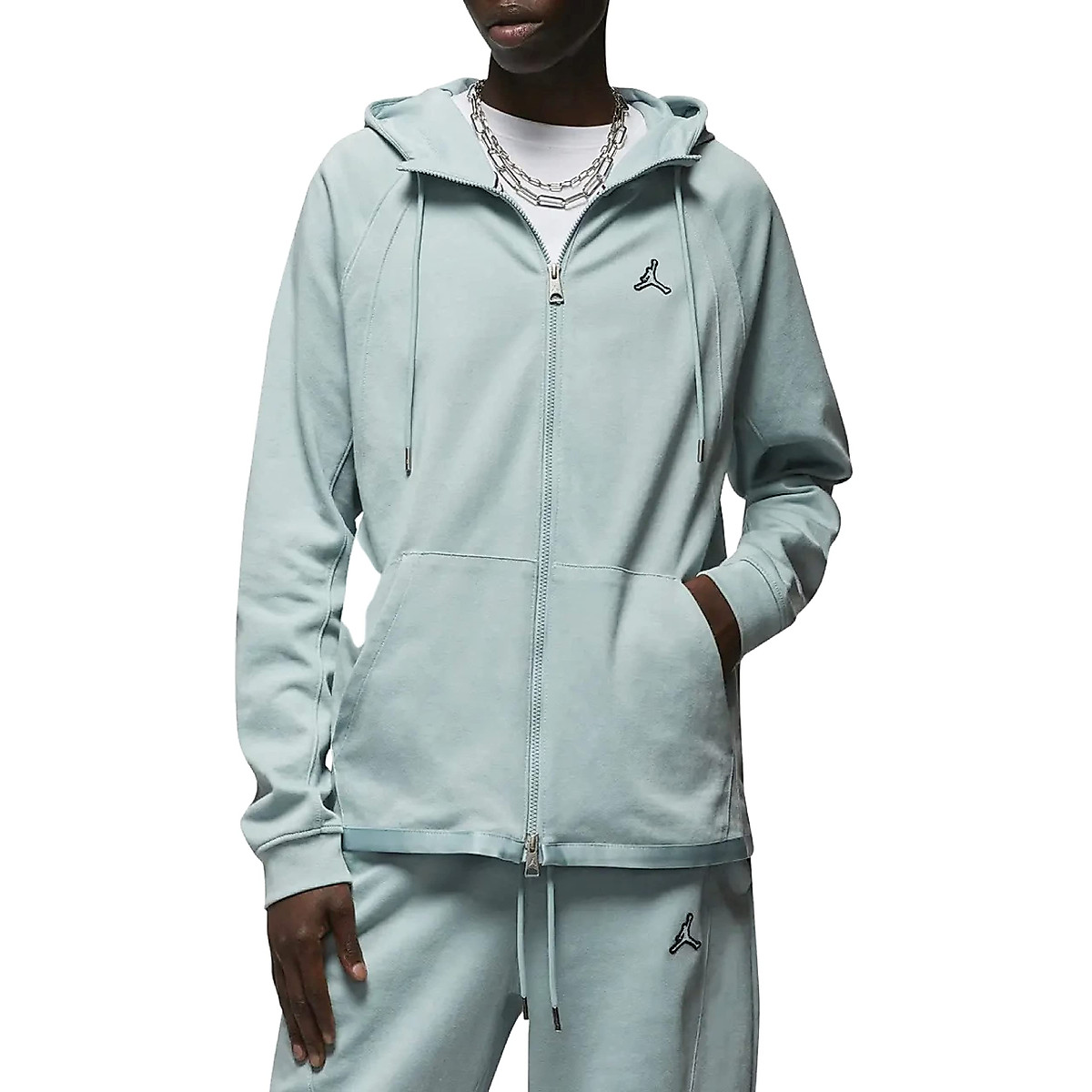 Jordan Men's Essentials Knit Hooded Warmup Full Zip Jacket (as1, alpha, l, regular, regular, Large) Blue