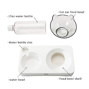 Marchul Tilted Cat Food Bowl with Feeding Mat for Food and Water, Food Feeding Dishes for Raised Cats and Puppies