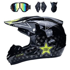 Offroad Helmet Adult Youth Kids Motocross Gear Combo Mask Goggles Gloves,Traveler's ATV Motorcycle Helmet SUV Dirt Bike Mountain Bike Helmet Off-Road Helmet DOT Approved