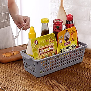 Ggbin Grey Plastic Storage Basket, Small Basket Bins, 6 Packs