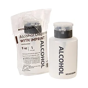 McKesson Alcohol Dispenser with Imprint - Polyethylene with Locking Cap - Translucent, 9 oz, 4 3/4 in x 2 1/2 in, 1 Count
