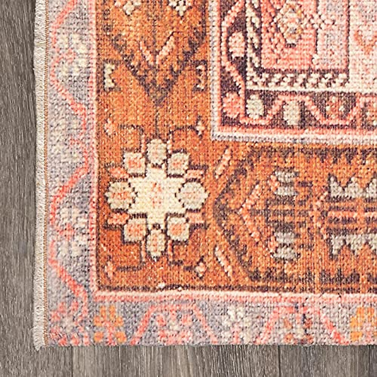nuLOOM Kamila Tribal Machine Washable Runner Rug, 2' x 8', Orange