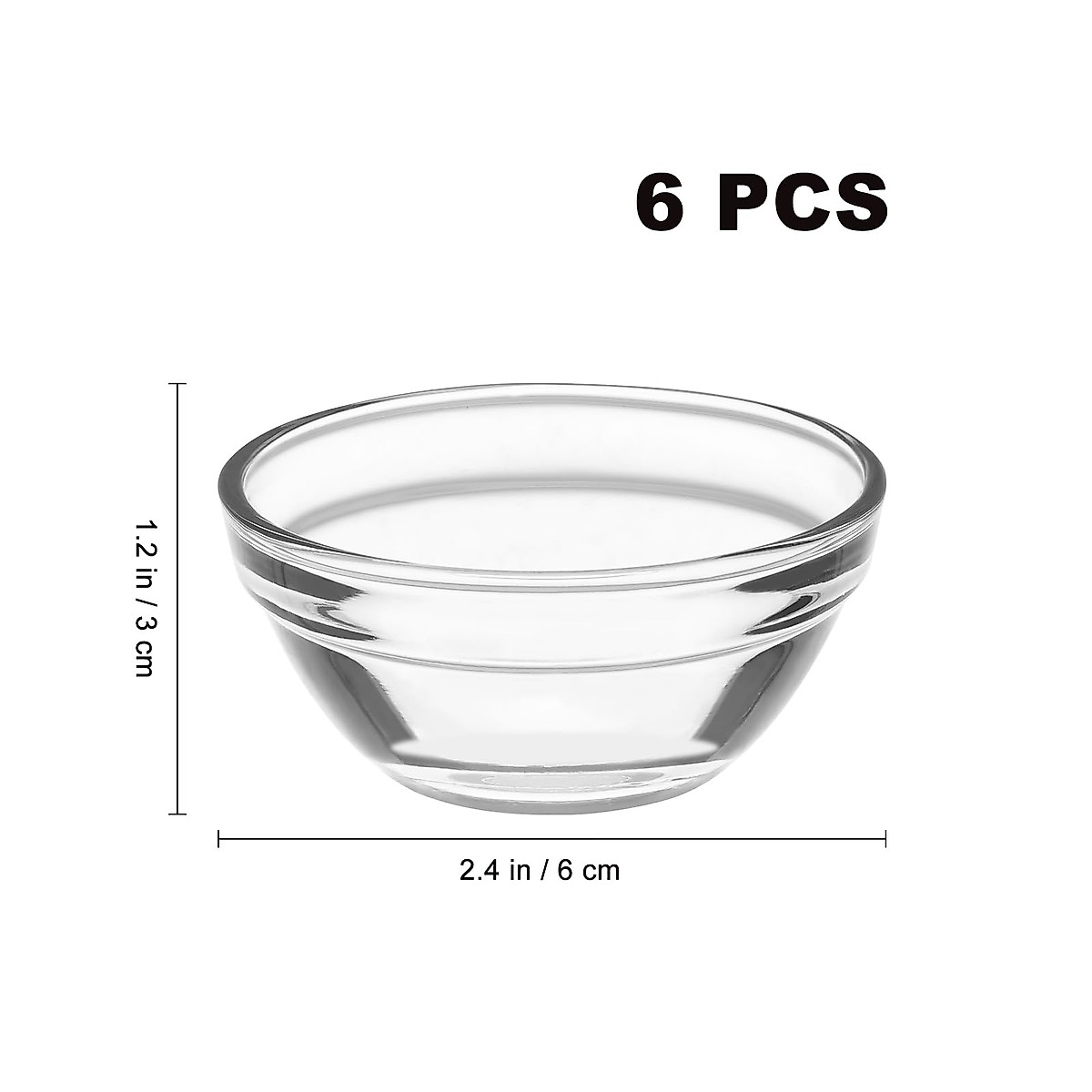 Small Pyrex Prep Mixing Bowls: 2.3x1.1Inch Mini Prep Bowls Stackable Glass Serving Bowls for Kitchen Prep - Dessert - Dips - Salad - Candy Dishes