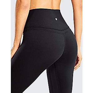 CRZ YOGA Women's Naked Feeling Workout Leggings 25 Inches - 7/8 High Waist Yoga Tight Pants Black Medium