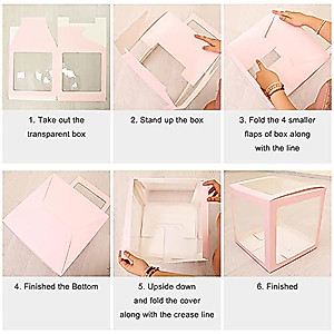 Termichy Baby Shower Boxes Party Decorations with Warm White Fairy Lights, 4 PCS Transparent Balloon Boxes Baby Shower Blocks for Girls Boys Baby Shower, Gender Reveal Decorations (White)