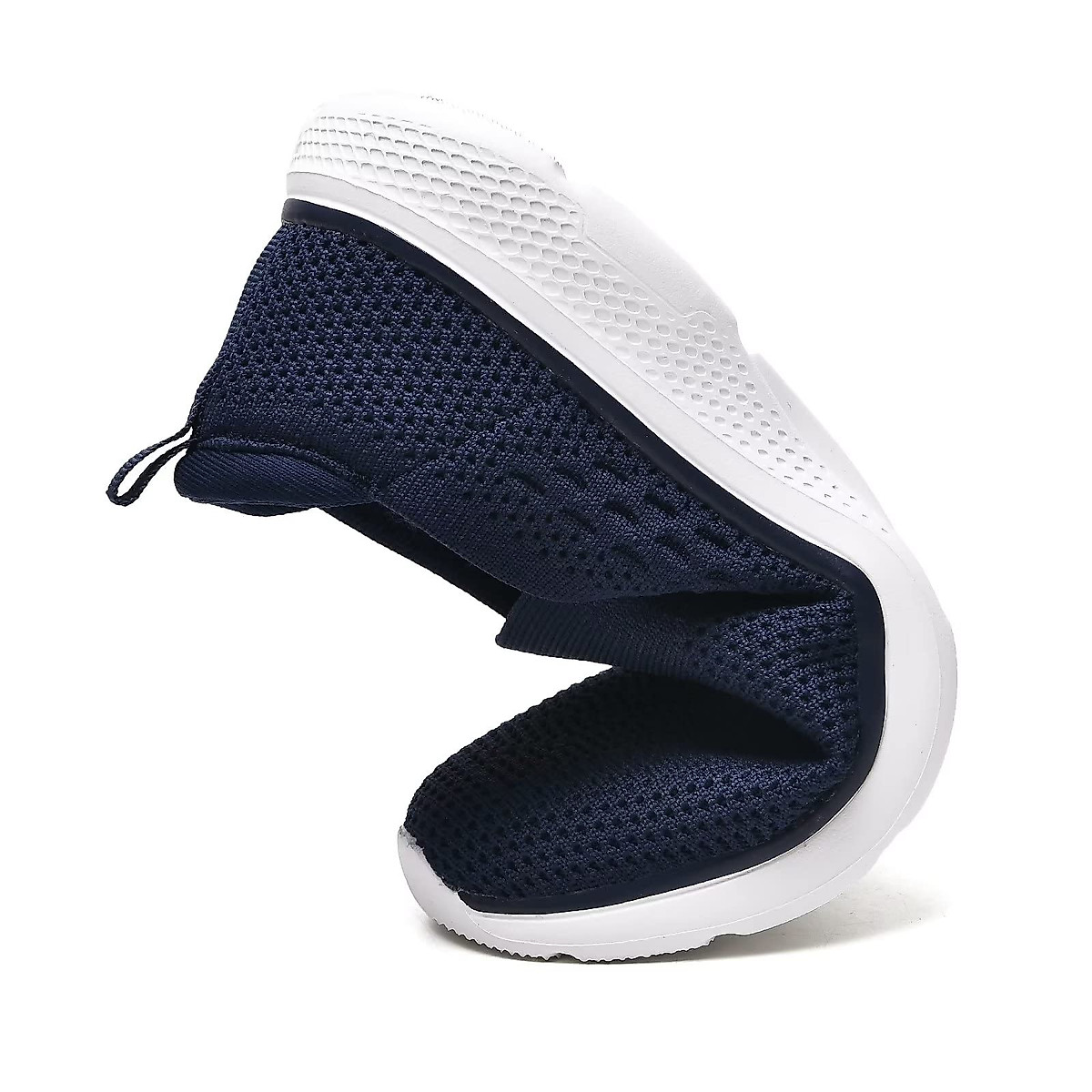 Puxowe Women's Slip-On Comfortable Driving Shoes Lightweight Tennis Sneakers Casual Walking Shoes Navy Size 8.5 US