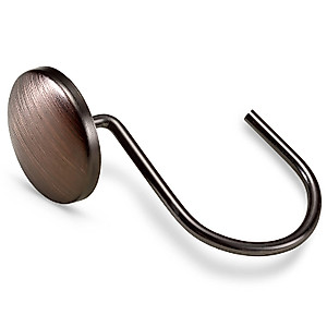 CHICTIE Bronze Shower Curtain Hooks Rings,Oil Rubbed Metal Rust Resistant Decorative Shower Curtain Hooks,Set of 12 Farmhouse Style Shower Rings Hangers for Bathroom