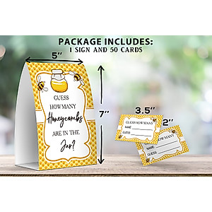 Guess How Many Honeycombs Are In The Jar, Baby Shower Games, Baby Shower Decorations - One Sign and 50 Cards(MANY015)
