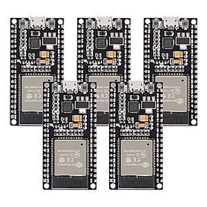 5PCS ESP32 38Pin Development Board ESP-32S Microcontroller Processor Integrated 2-in-1 Microcontroller ESP-WROOM-32 Chip CP2102 WiFi NodeMCU-32S ESP-WROOM-32 Compatible with Arduino IDE