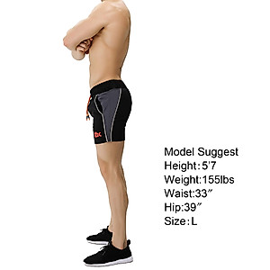 BROKIG Men's 5" Gym Bodybuilding Shorts Running Workout Lightweight Shorts Elastic Waistband with Pockets (Medium, Classic Black)