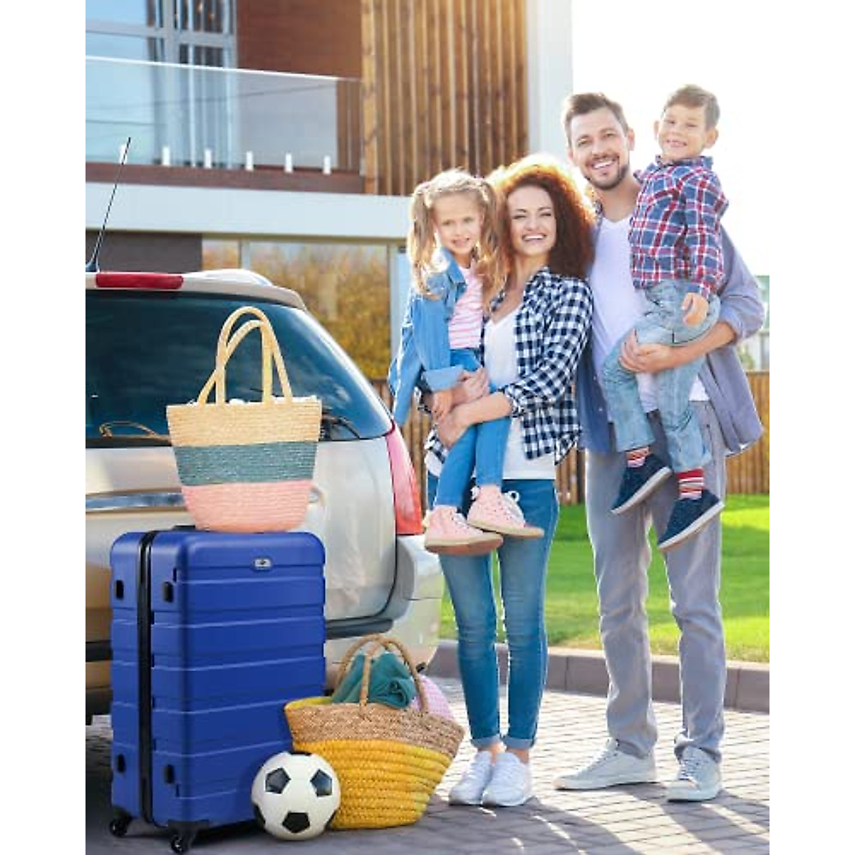 Luggage 3 Piece Sets Hard Shell Luggage Set with Spinner Wheels, TSA Lock, 20 24 28 inch Travel Suitcase Sets, Bright Blue