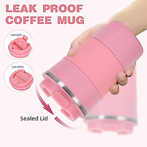 LATTPLYN 2 Pack Stainless Steel Coffee Mug, 12 oz Travel Mug Insulated Leak Proof Coffee Travel Thermos Double Walled Tumbler Cups for Birthday Men Women Father Mother