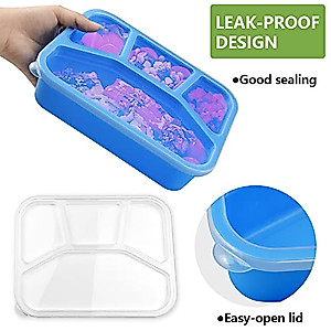 4 Pack Bento Lunch Box, 4-Compartment Meal Prep Containers, Reusable Leakproof Lunch Box Set with Salad Dressing Cups & Tableware, Microwave Safe Food Storage Containers for Work, Travel, Picnic