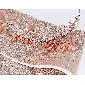 "Talk Thirty to me" Sash & Rhinestone Tiara Set - 30th Birthday Gifts Rose Gold Glitter Birthday Sash for Women Birthday Party Favors