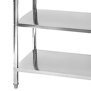 YUMIONB Stainless Steel Shelving, 5 Tier Floor Standing Stainless Steel Shelving Stainless Steel Heavy Duty Shelving Commercial Shelving with Adjustable Hight for Home, Supermarkets, Warehouses