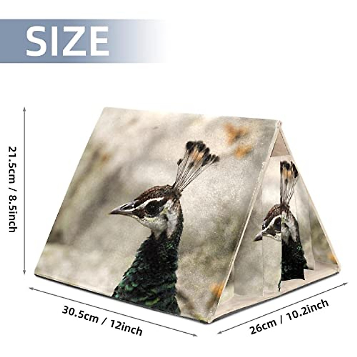 Y-DSIWX Guinea Pig Hideout House Bed, Peacock Pattern Rabbit Cave, Squirrel Chinchilla Hamster Hedgehog Nest Cage