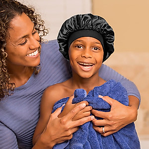 LADES Kids Hair Satin Bonnet for Sleeping, 3 Pieces Soft Toddler Satin Bonnet Sleeping Cap for Girls Curly Hair Gifts Multicolored