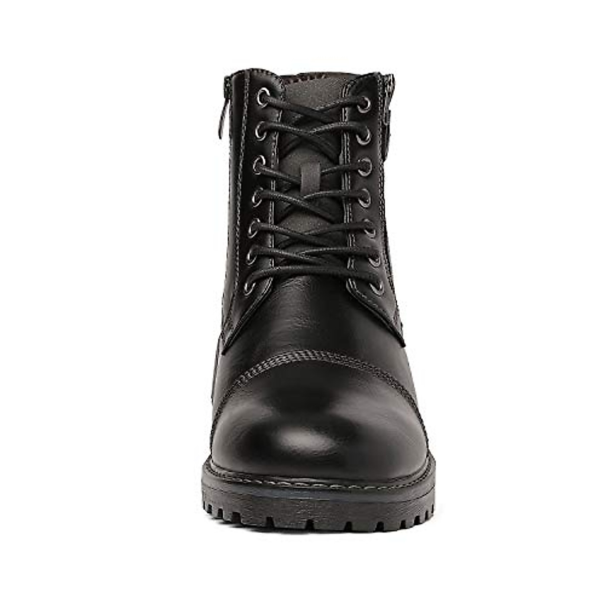 Bruno Marc Men's Engle-05 Black Motorcycle Combat Oxford Boot Fur Lining Warm Zipper Boots Size 12 M US