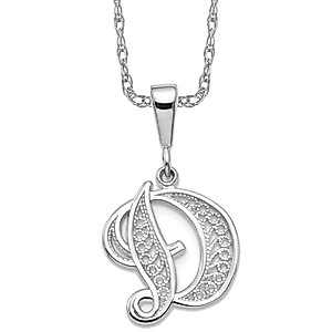 14K White Gold Dainty Letter D Initial Name Monogram Necklace Charm Pendant Only