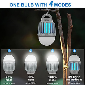 Wisely Bug Zapper Outdoor Electric, USB-C Rechargeable Mosquito Killer Lantern Lamp, Portable Insect Electronic Zapper Indoor Trap, with LED Light, 3-Pack (Multi Color)