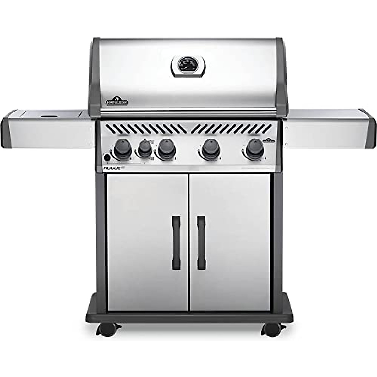 Napoleon Rogue XT 525 BBQ Grill, Stainless Steel, Propane Gas - RXT525SIBPSS-1 With Four Burners, Infrared Sear Station Side Burner, Barbecue Gas Cart, Folding Side shelves, Instant Failsafe Ignition