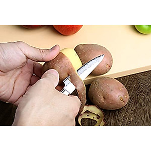 Yoshihiro VG-10 16 Layer Hammered Damascus Stainless Steel Gyuto 8.25'' (210mm) Japanese Chefs Knife & Paring Utility Knife 3.2'' (80mm) SET