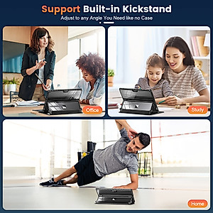 INFILAND Microsoft Surface Pro 8 Case and Cover, [Military-Grade Drop Protection] [High Clearity Case + Leather Cover] Designed for Surface Pro 8 13" 2021 Tablet, Work with Type Cover Keyboard, Black