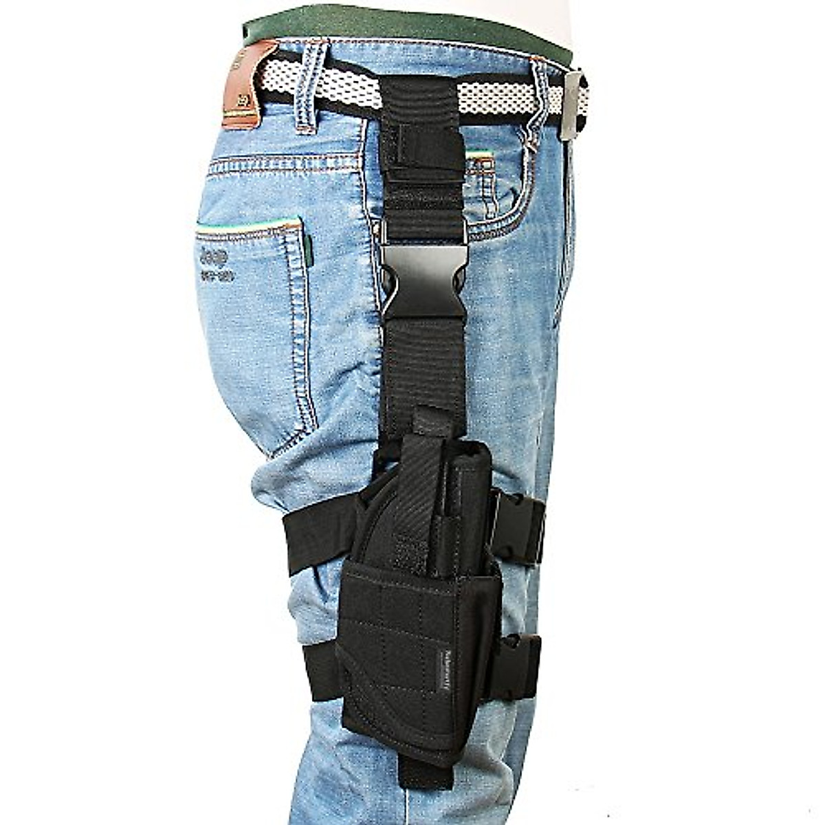 Nehostertfy Adjustable Leg Holster, Black Tactical Thigh Holster for Pistols, Drop Leg Holster Right Hand