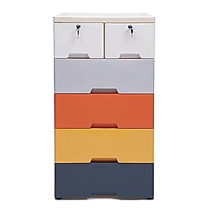 Plastic Drawers Dresser with 6 Drawers, 19.69 x 13.78 x 40.16inches Plastic Tower Closet Organizer with Wheels Suitable for Apartments Condos And Dorm Rooms, Gdrasuya10 (Color A)