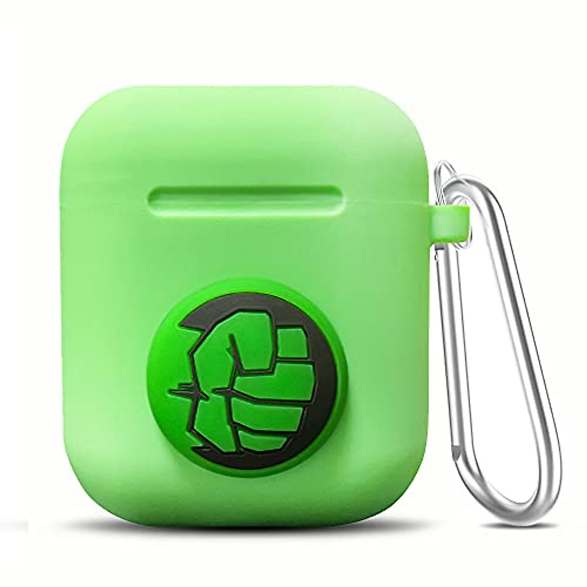 MJCMYC AirPods Case Designed for AirPods 2 & 1, AirPods Case Cover with Keychain,Soft Silicone Material for Boys and Girls,Super Hero Character Surface Earphone Case (Hulk)