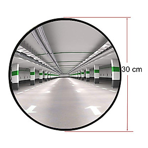 Traffic Curved Convex Wide Angle Mirror, 30 cm / 12", Unbreakable for Road Safety Shop Security with Adjustable Wall Fixing Bracket