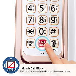 Panasonic Cordless Phone with Link2Cell Bluetooth, Voice Assistant, Answering Machine and Call Blocking, Expandable System with 2 Cordless Handsets - KX-TGD862G (Rose Gold)