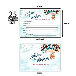 Teddy Bear Advice And Wishes Cards For The Mom-To-Be, Baby Advice Cards For New Mom, Baby Shower Party Game,Decorations Party Supply，25 Cards(bb009-JYK 006)