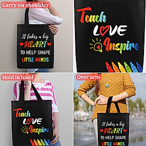 Xuniea 2 Pcs Teacher Appreciation Tote Bag, Teacher Gifts Idea Funny Reusable Canvas Bag for First End Day of School (Simple Style)