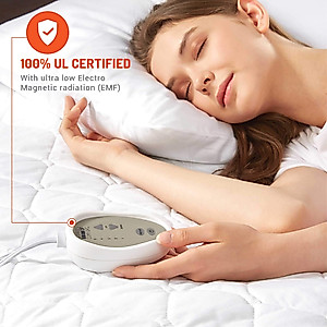 Degrees of Comfort Dual Control Heated Mattress Pad Queen Size | Zone Heating Electric Bed Warmer W/Auto Shut Off | Fit Up to 15 Inch | 12.5ft Long Cord - 60x80 Inch, White