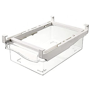 SmarTopus Refrigerator Pull Out Bin,Snap On Drawer Fridge Mate,Fridge Storage Box/Drawers/Rack, Refrigerator Bin Home Organizer for Fridge Shelf Thickness Under 0.6"