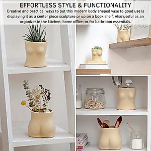 Body Vase Female Form, Butt Planter, Cheeky Flower Vases w/Drainage, Speckled Matte Nude Ceramic, Women Booty Shaped Sculpture, Modern Boho Decor Plant Pot Feminist Cute Minimalist Chic Small Bathroom