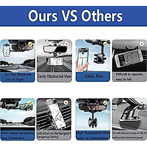 YCNASSS 360°Rotatable and Retractable Car Phone Holder, Car Rearview Mirror Bracket, Multifunctional Adjustable Phone Holder, Universal Phone Navigation GPS Holder for All Mobile