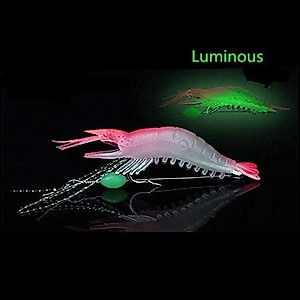 OriGlam 5pcs Soft Luminous Shrimp Lure Set, 5 Colors Shrimp Bait Shrimp Lures Fishing Bait with Hooks Beads Fishing Tackles for Freshwater Saltwater Bass Trout Catfish Salmon