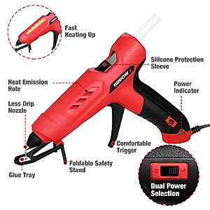 Arrow Full Size Dual Temp Glue Gun Kit with 12 Sticks - Professional, High/Low Temperature, Fast Heating, Heavy Duty with Stand for Décor, Crafts, Repairs, Construction
