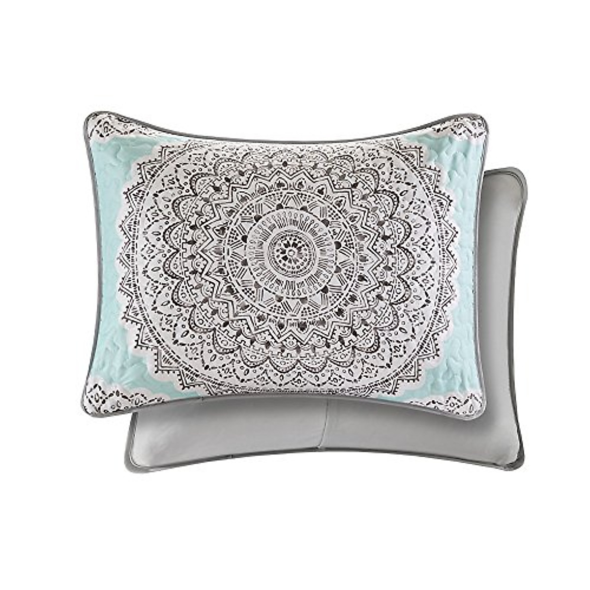 Comfort Spaces Reversible Quilt Set - Vermicelli Stitching Bohemian Design, All Season, Lightweight, Coverlet Bedspread Bedding, Shams, Twin/Twin XL(66"x90") Adele Aqua Medallion 2 Piece