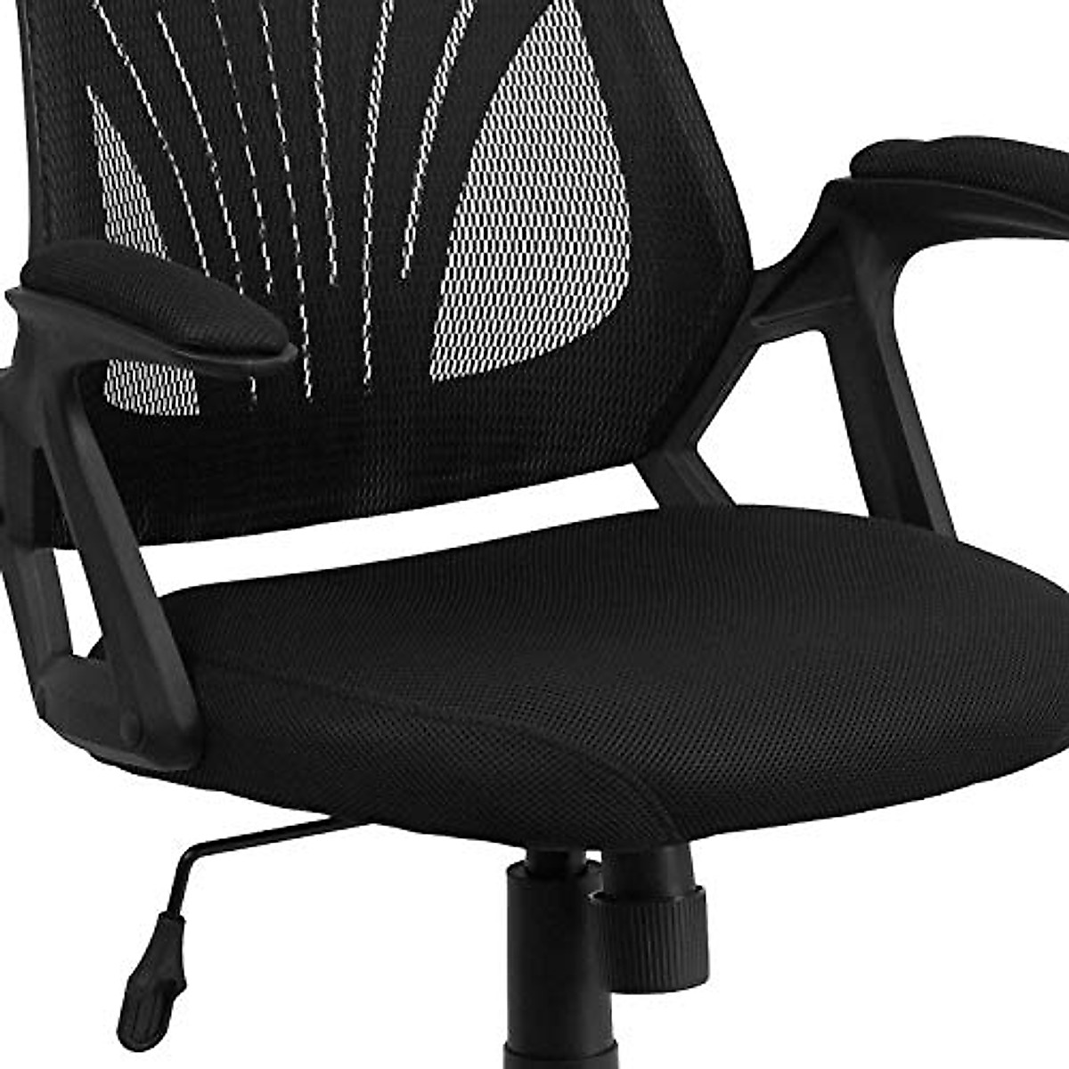 Flash Furniture Mid-Back Designer Black Mesh Swivel Task Office Chair with Open Arms