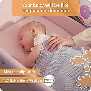 Unilove Hug Me Plus 3-in-1 Bedside Sleeper & Portable Bassinet for Newborn, Plum Pink