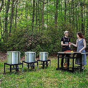 FEASTO 100QT Aluminum Boil Kit with Basket Perfect for Seafood Boiling and Steaming, Outdoor Propane Gas Cooker with Adjustable 0-10 PSI Regulator, Non-Assembly Frame Stand