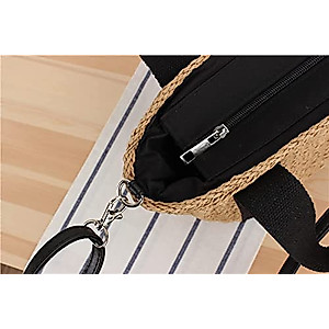 FAIRYSAN Women Straw Summer Beach Bag Handwoven Bag Crossbody Bag Shoulder Messenger Satchel Simple Leisure Bag Seaside Vacation Bag Square