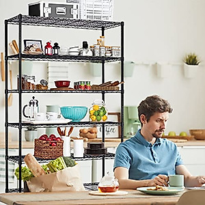 Haiput Wam Garage Storage Shelves for Storage,Organizer Metal Wire Shelving Unit, 5/6 Tier Steel Storage Racks,750Lbs Rust-Proof Adjustable Shelves (Black, 2100Lbs 6 Tier)