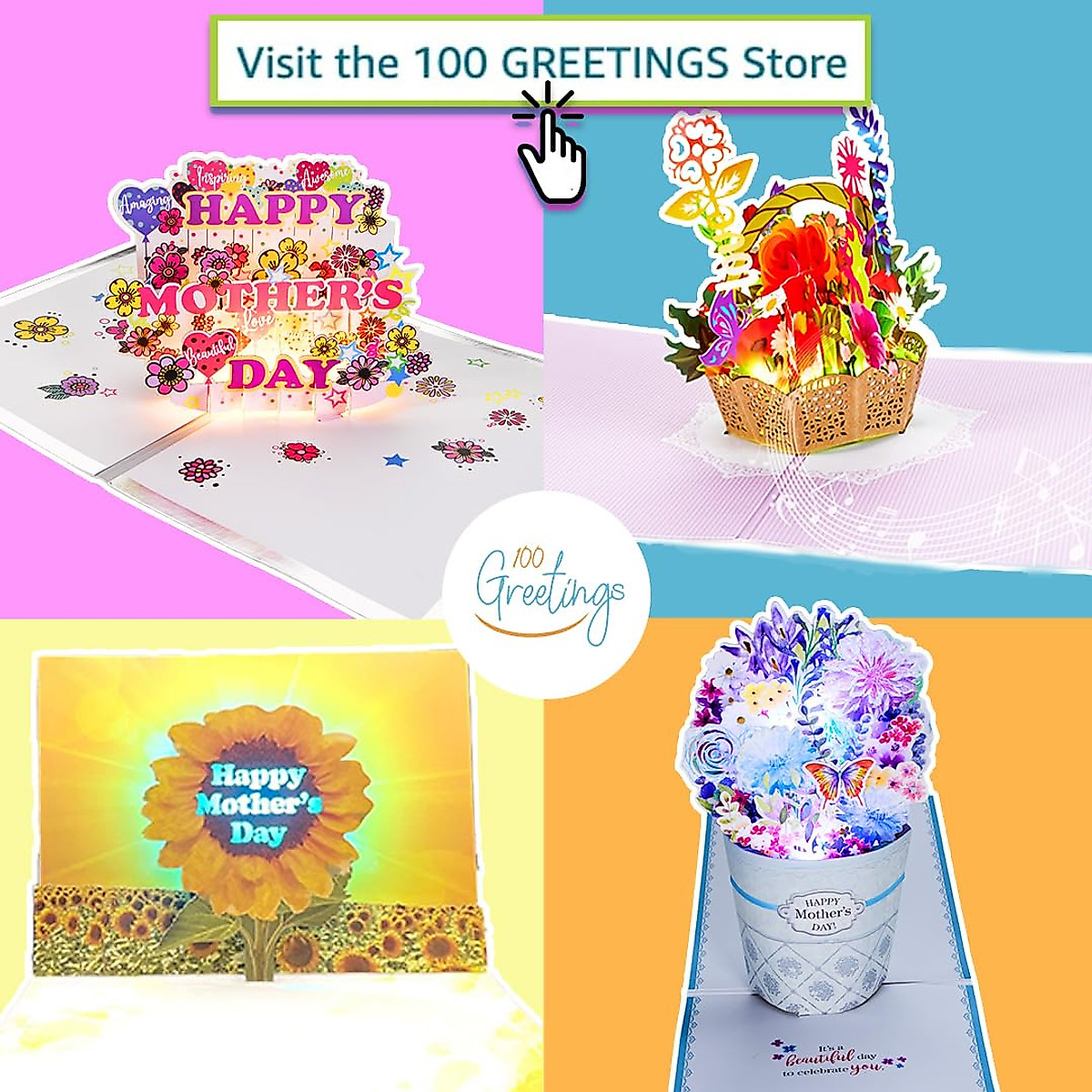 Mothers Day Card w/ Lights & Music - Pop Up Mothers Day Card for Wife, Happy Mothers Day Card from Husband, Mothers Day Card from Daughter, 1 Mothers Day Pop Up Card Greeting Card (Garden)